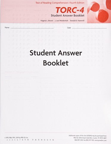 TORC-4 Student Answer Booklet (50) – Gander Publishing